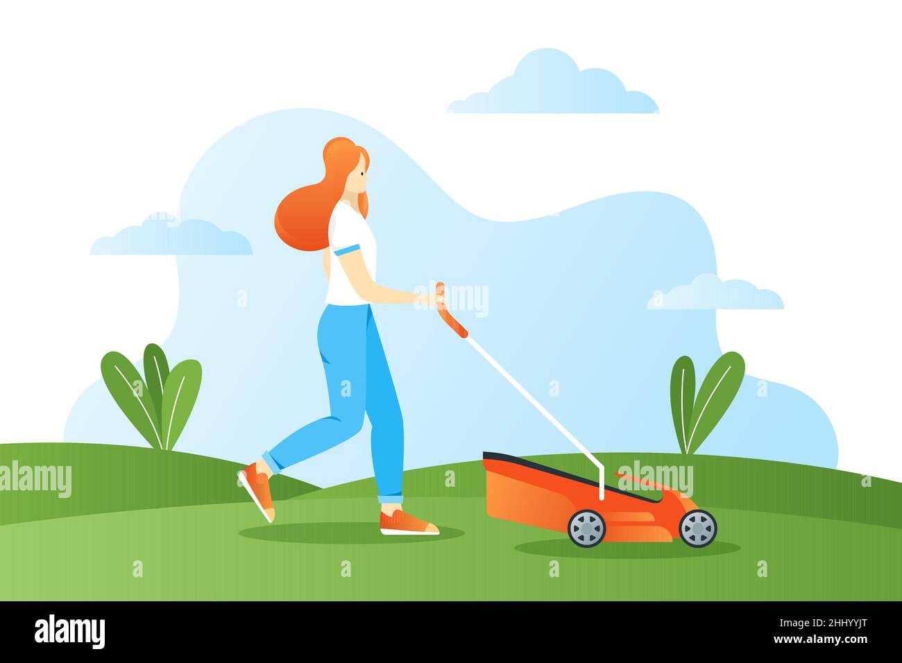 Gradient lawn mowing illustration Vector illustration Stock Vector ...
