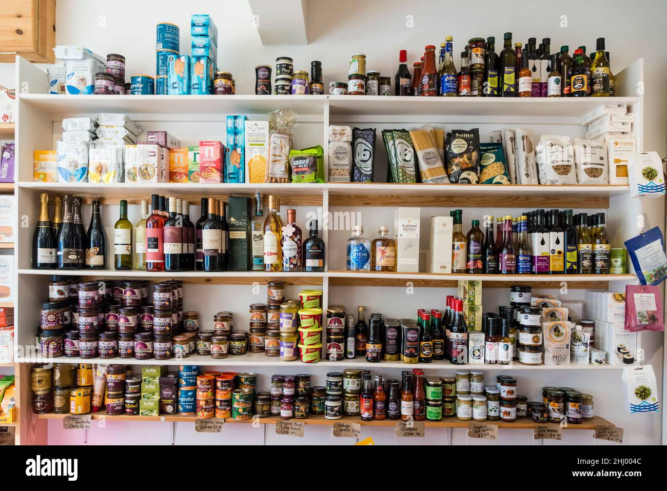 Interior of small independent grocery shop, Narberth, Pembrokeshire ...