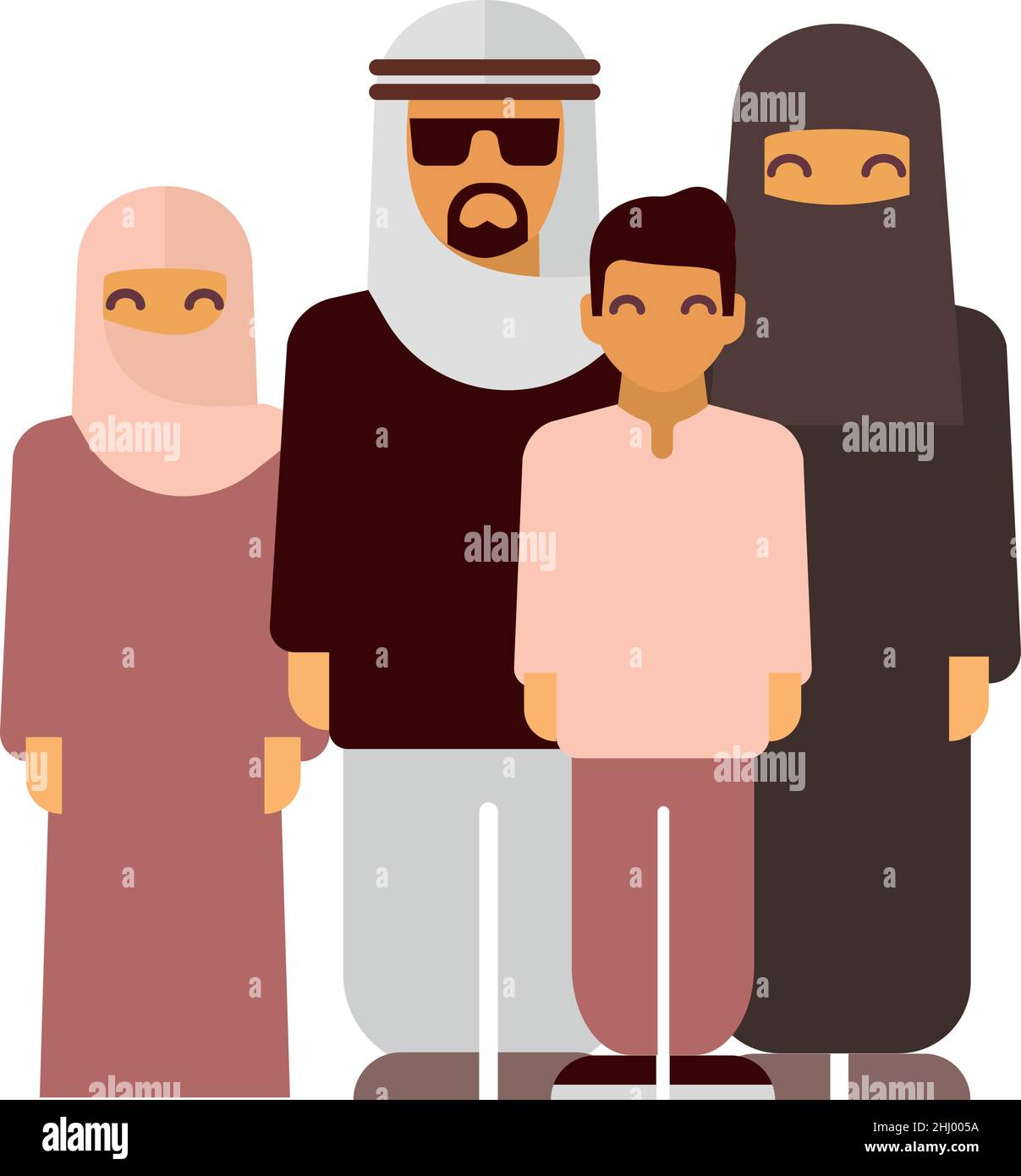 Arabic family in traditional saudi clothes. Islamic parents and ...