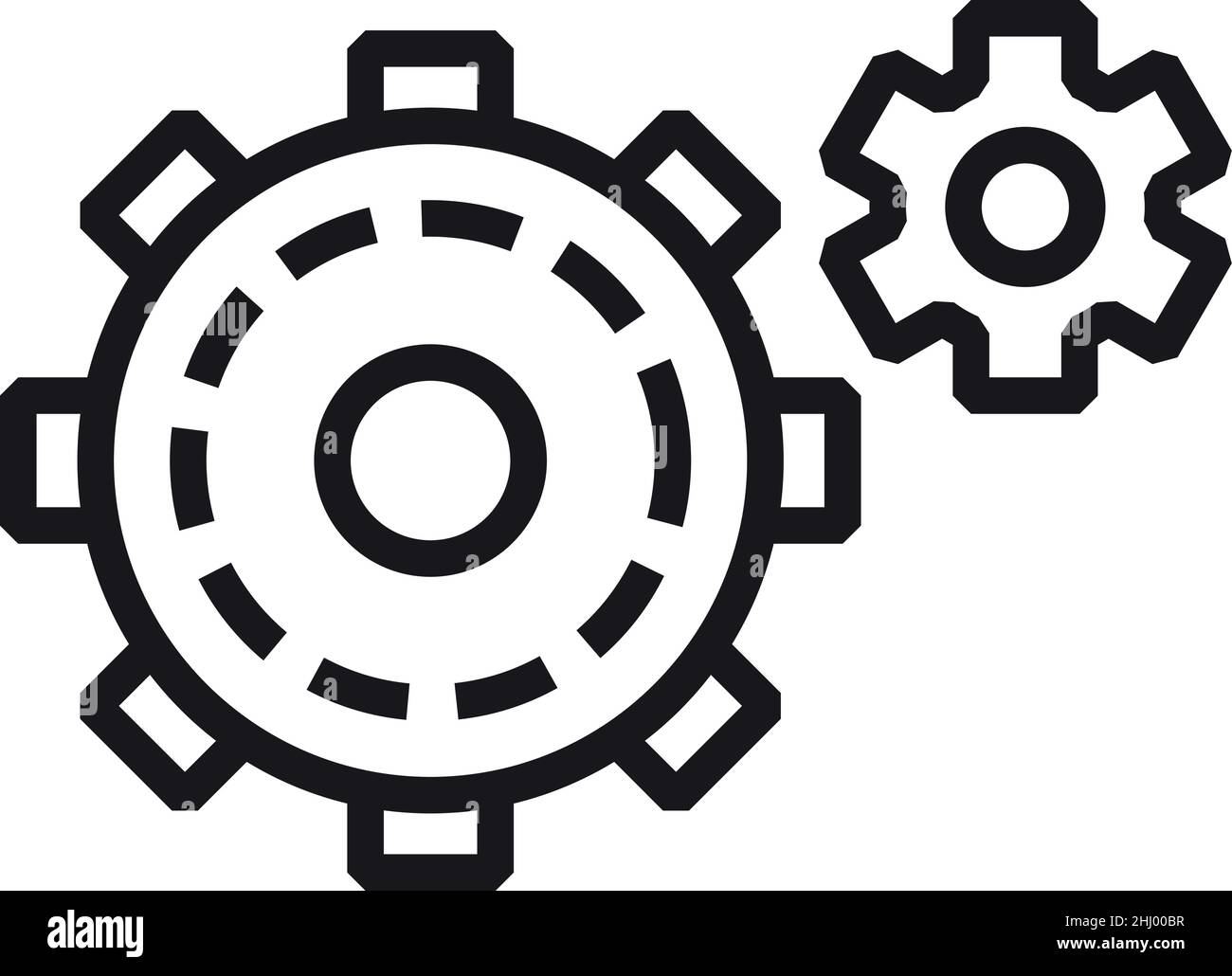 Cogwheel icon. Gear rotating together. Teamwork in process symbol Stock ...