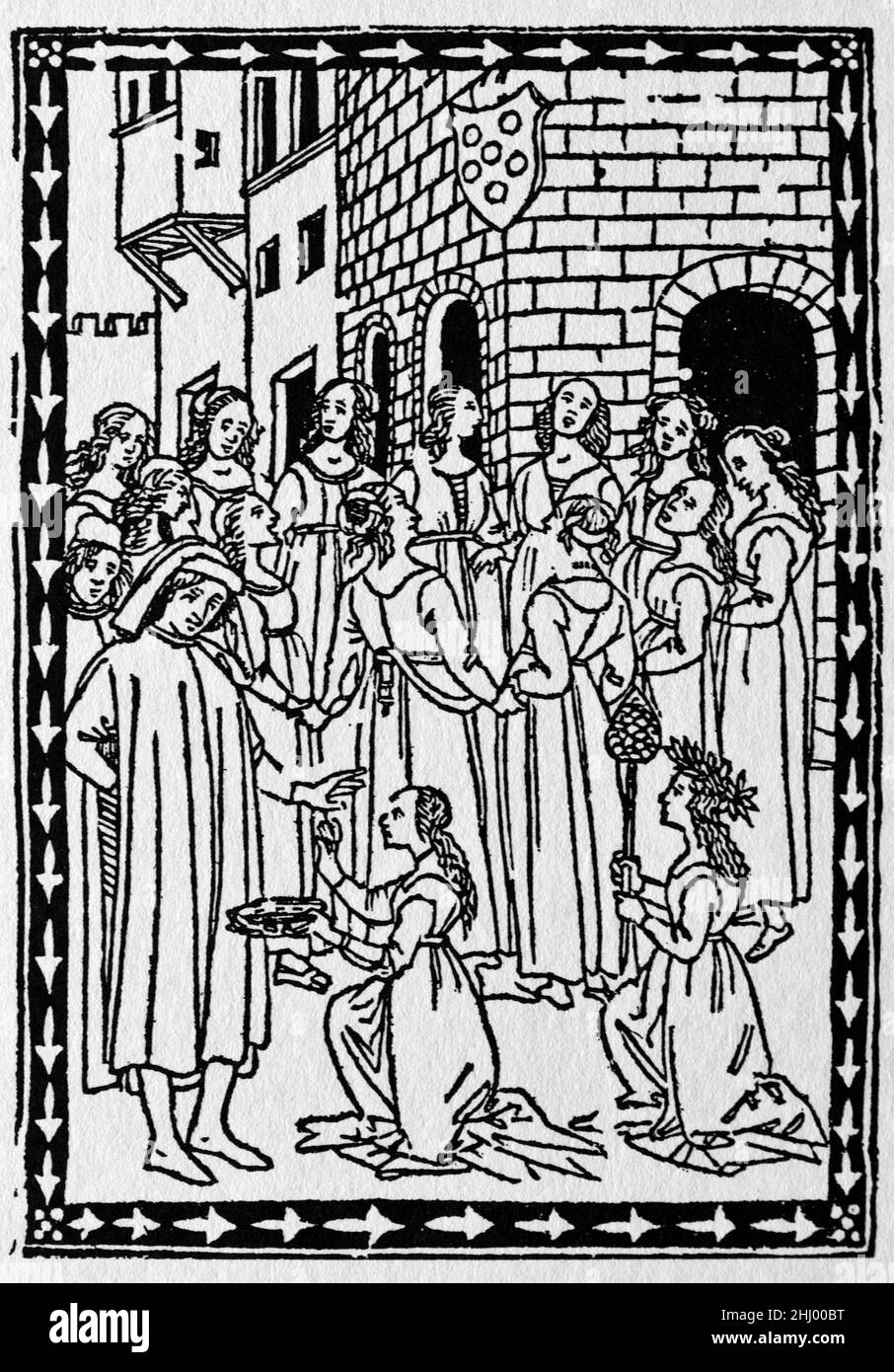 Wood Engraving of Festival in Florence Italy during the Florentine or ...