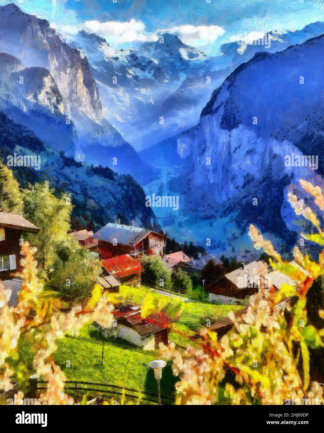 Colorful landscape painting hi-res stock photography and images - Alamy