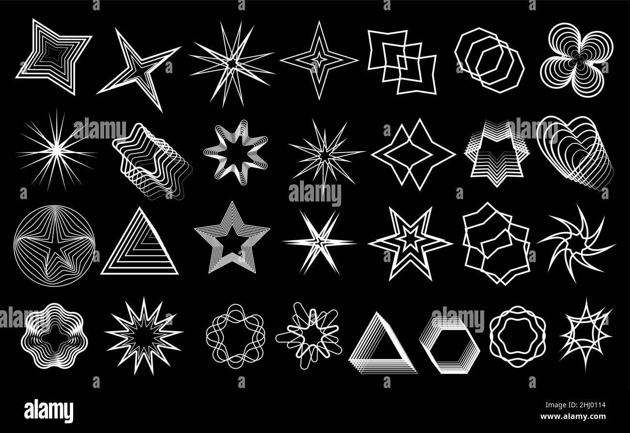 Abstract collection of cyber shapes. Set of cyberpunk. trendy design ...