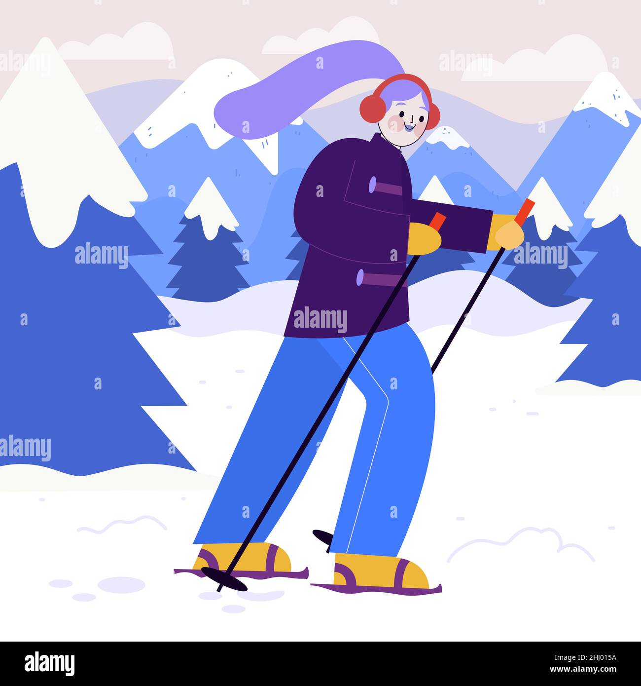 Hand drawn snowshoeing illustration Vector illustration Stock Vector ...