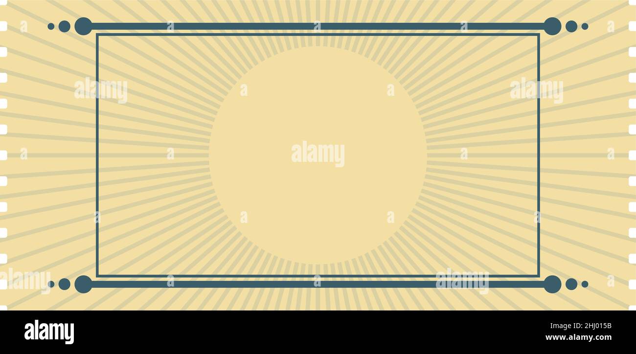Retro card design. Yellow ticket template with decorative text frame ...