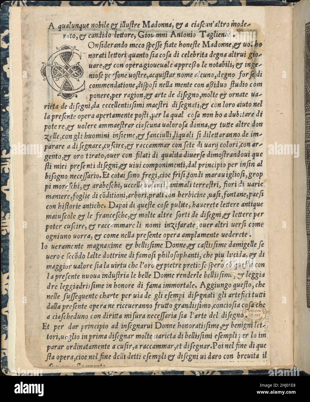 Essempio di recammi, title page (verso) 1530 Giovanni Antonio Tagliente ...