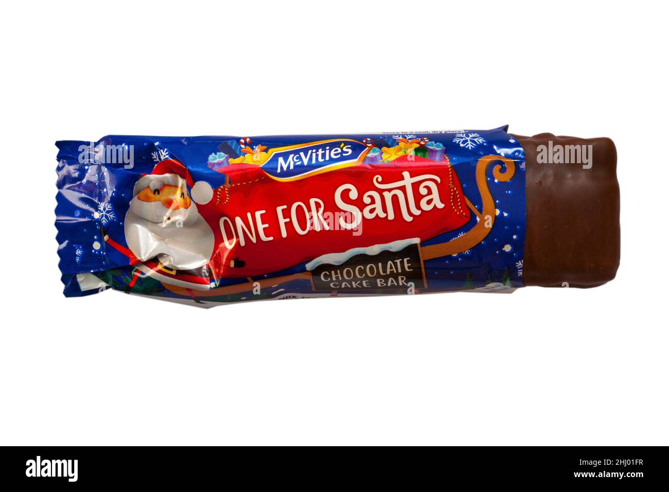 McVities Santa Snacks chocolate cake bar opened to show contents ...