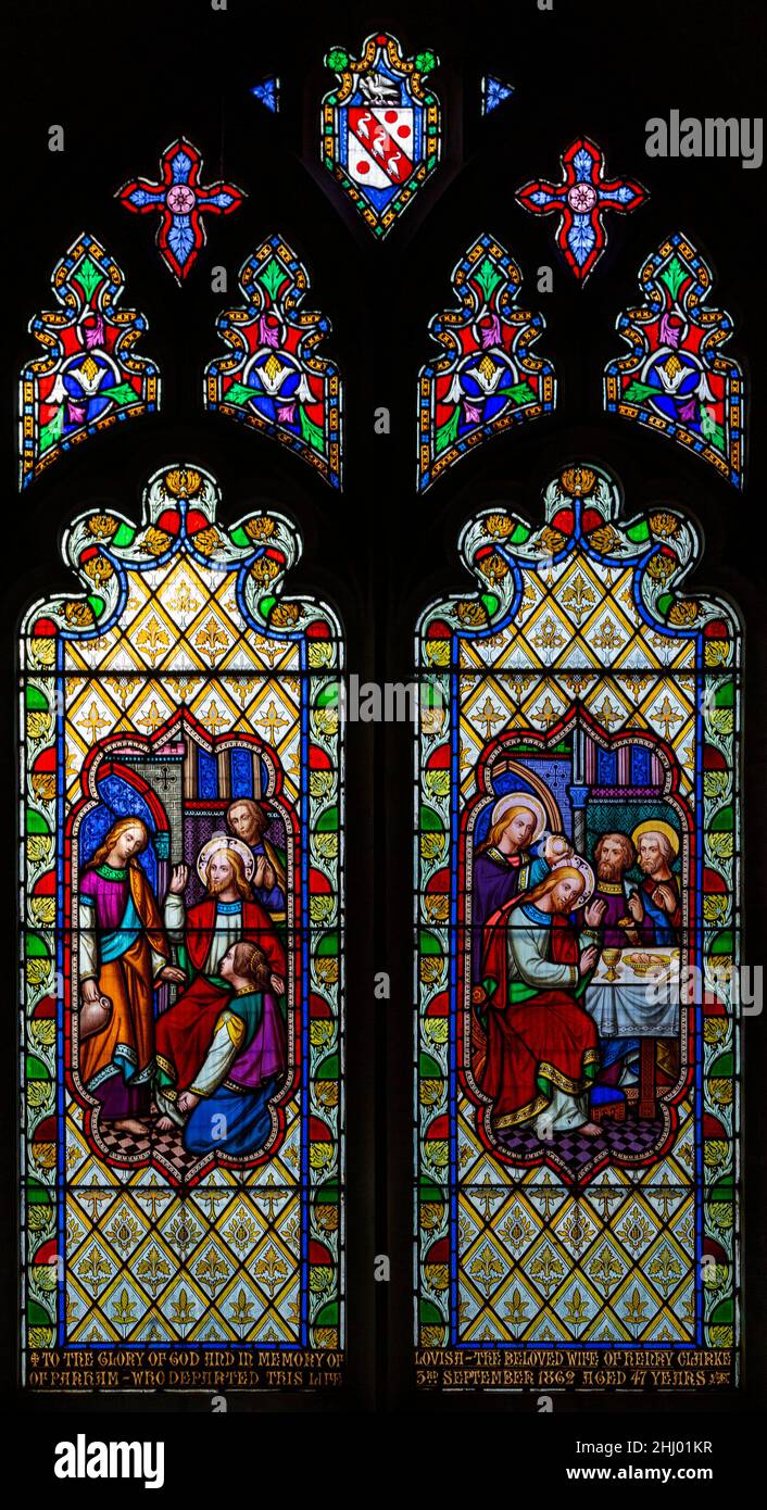 Stained glass window c 1862 by William Wailes, Stutson church, Suffolk ...