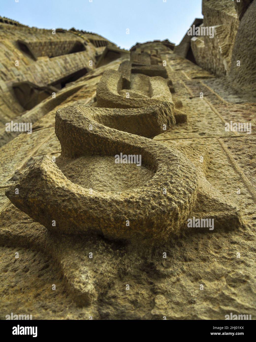 Relief of the stones of one of the Sagrada Familia towers (Barcelona ...