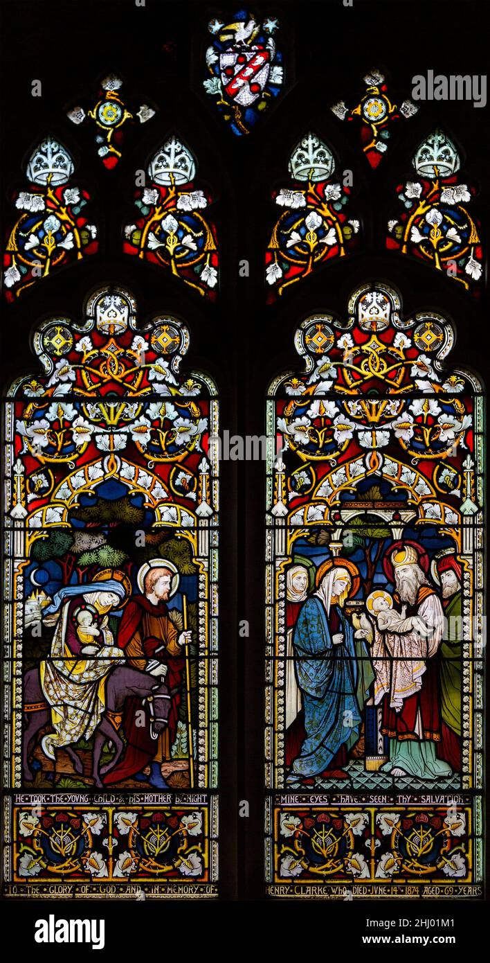 Stained glass window c 1874 by Heaton, Butler & Bayne, Stutson church ...