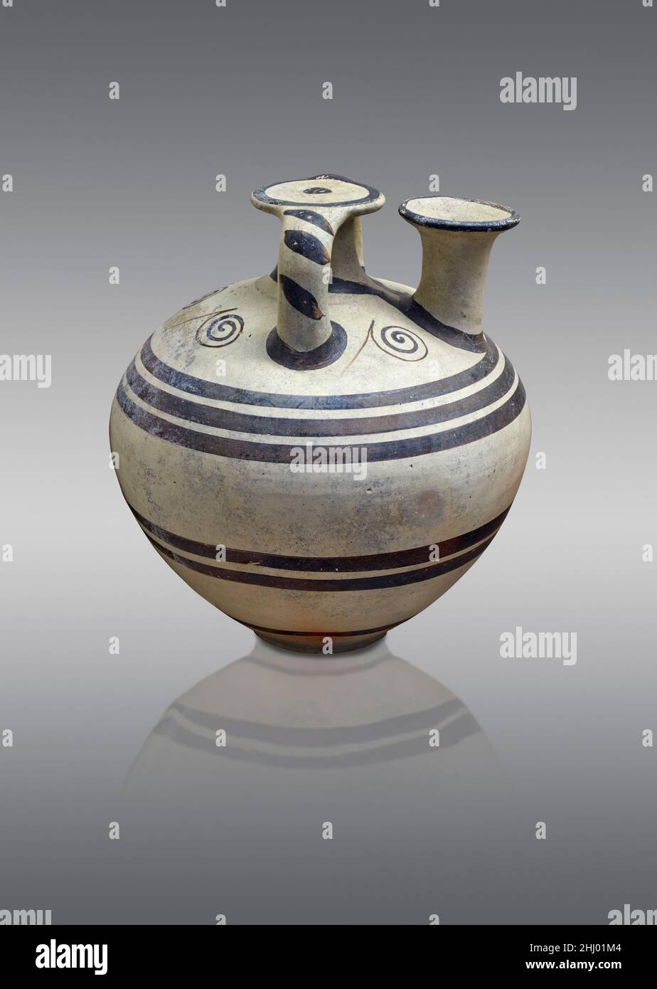 Mycenaean pottery - stirrup jar with concentric circle design. 1180 ...