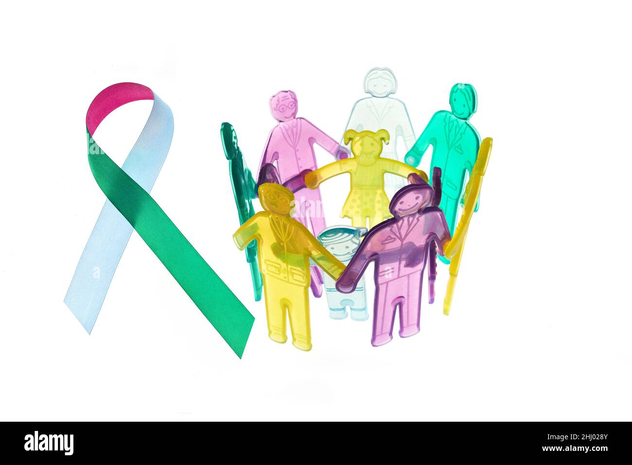 Rare Disease Day Background. Colorful awareness ribbon with group of ...