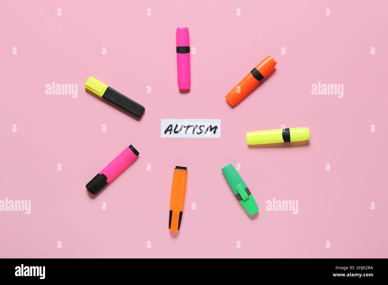 Colorful markers and word AUTISM on color background Stock Photo - Alamy