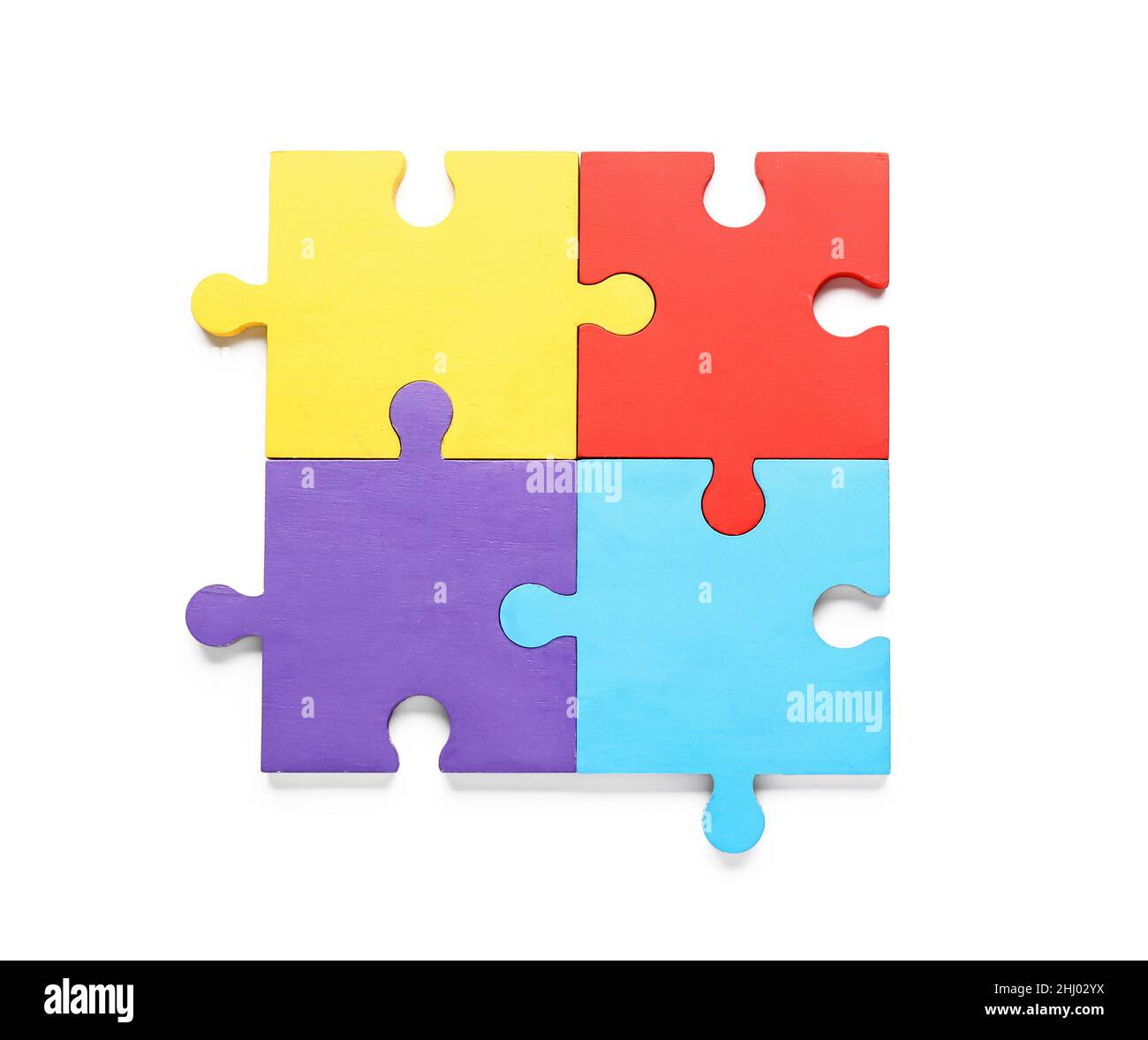 Colorful puzzle pieces on white background. Concept of autistic ...