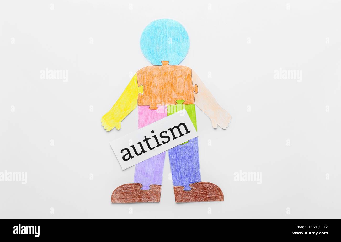 Colorful human figure and word AUTISM on white background Stock Photo ...