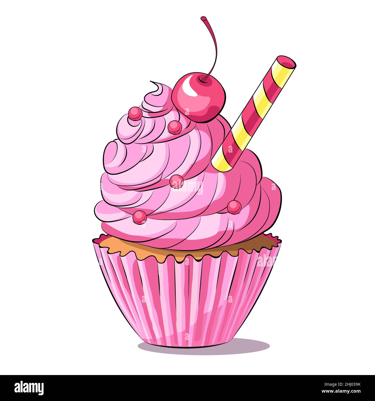 Cupcake vector illustration isolated on white background, cherry muffin clip art Stock Vector ...