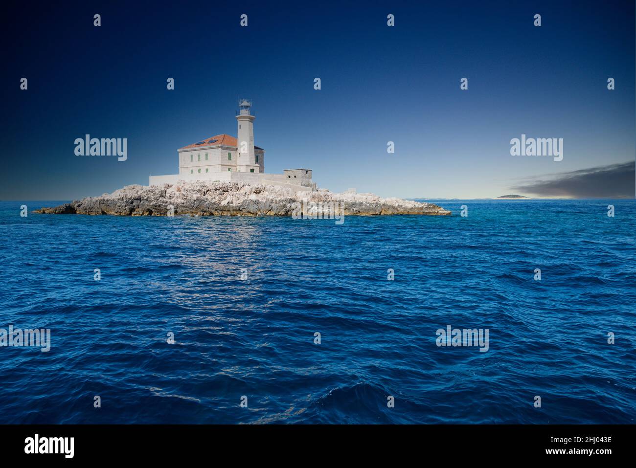 Croatia. Mulo lighthouse, also called Franz Joseph lighthouse on a ...