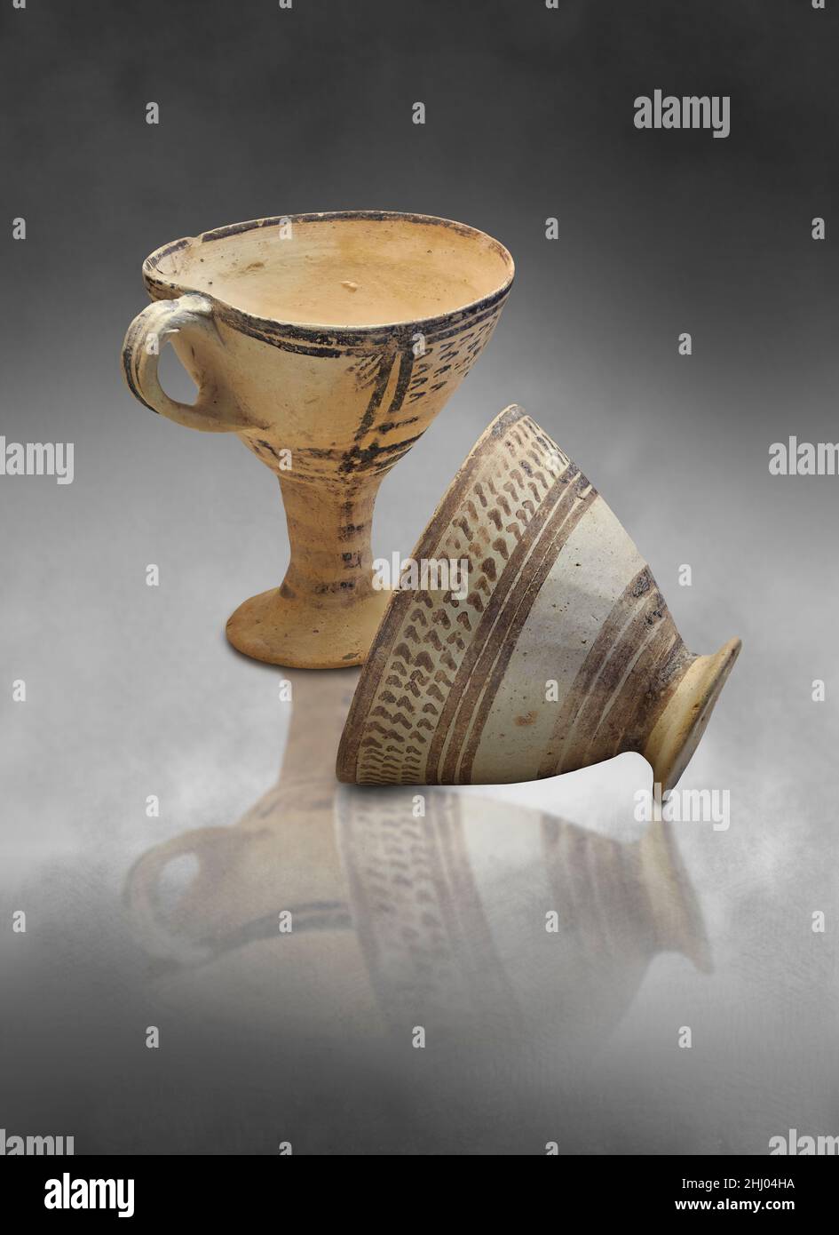 Mycenaean pottery . Cup with painted design, Barbouna area cist Graves ...