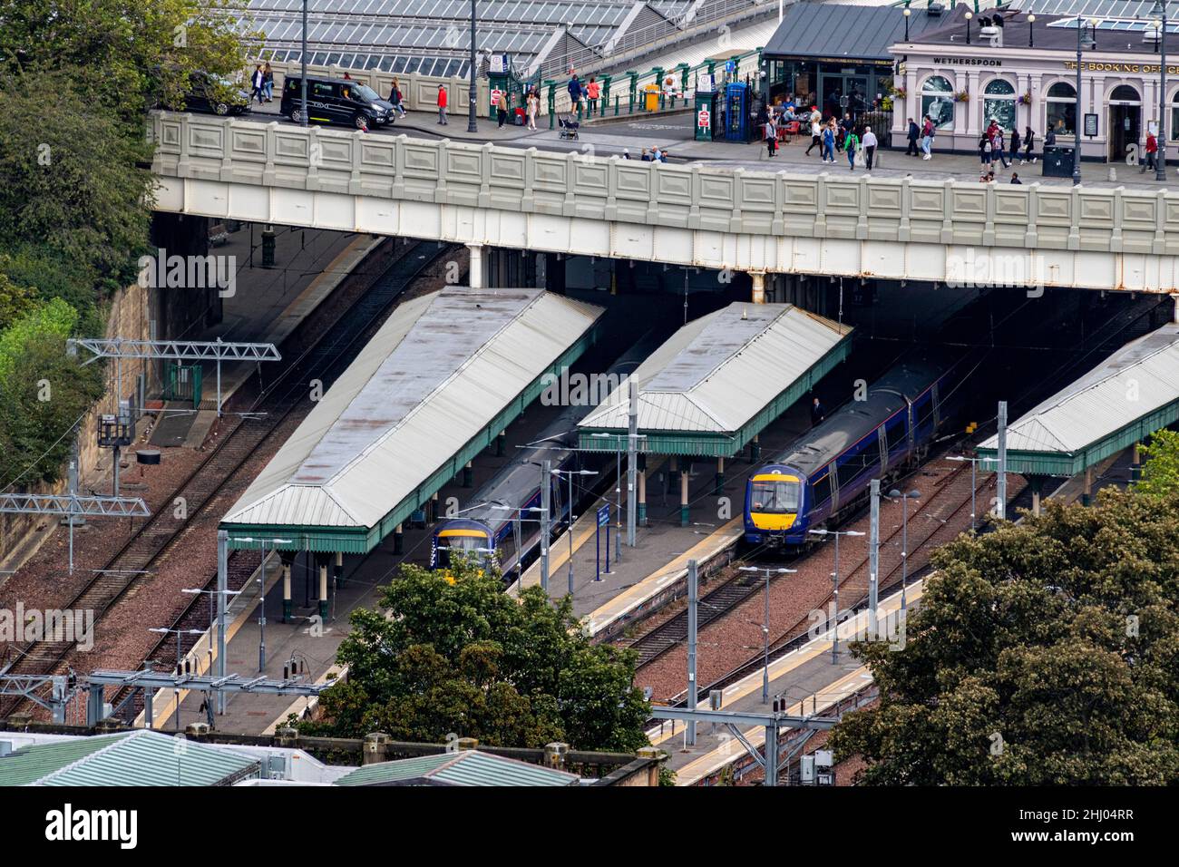 View Looking Down on the Entrance to Edinburgh Waverley Train Station ...
