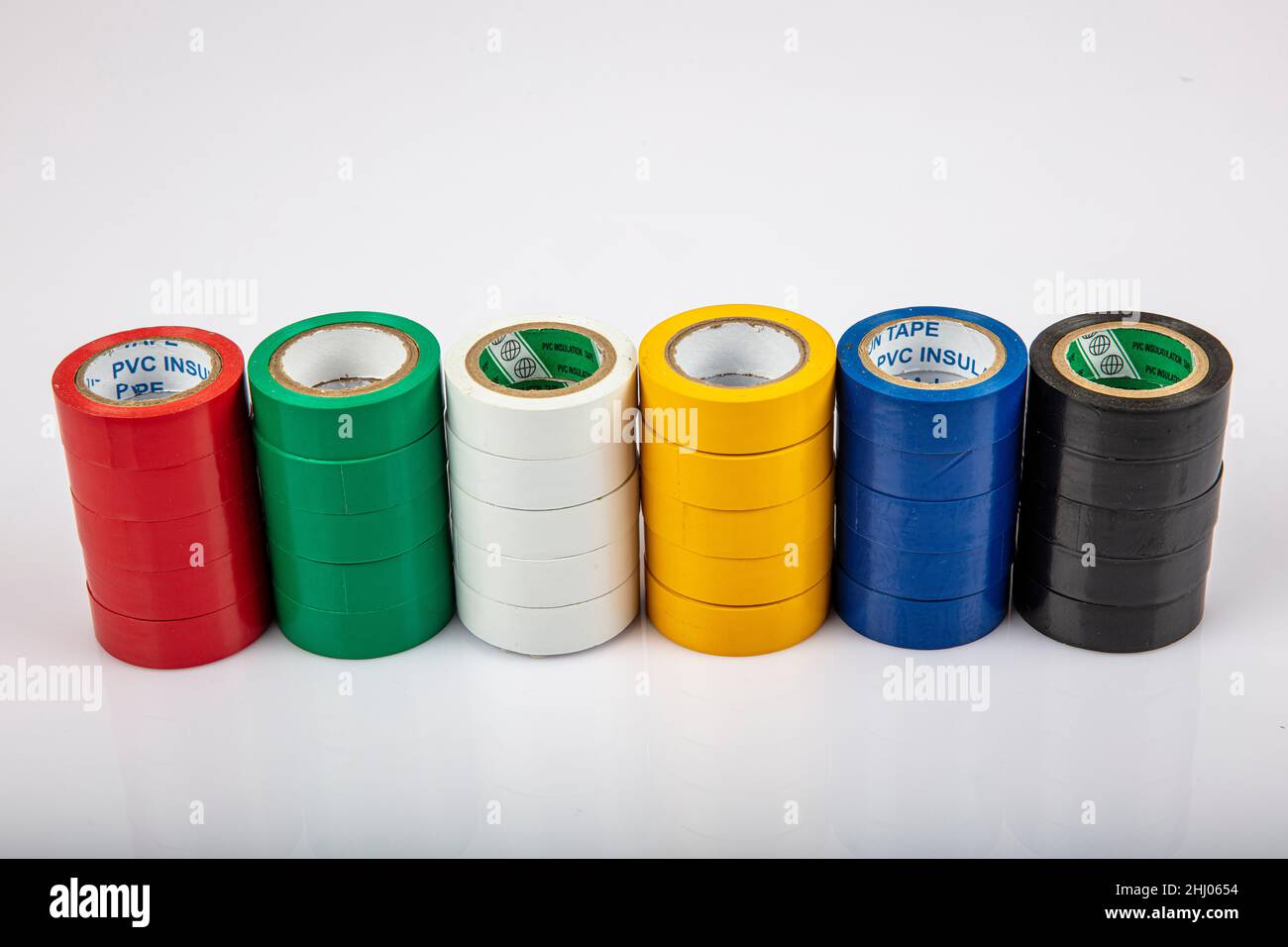 electrical tape (Insulated Electrical Tape) of different colors on a ...