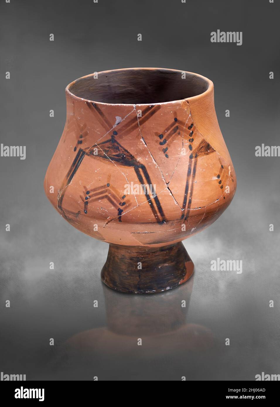 Ancient Helladic Greek pottery piriform jar with with geometric ...