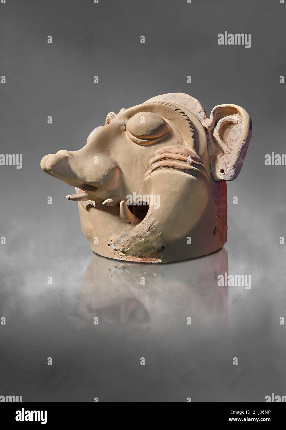 Ancient Greek Ceremonial terracotta masks depicting mythical creatures ...