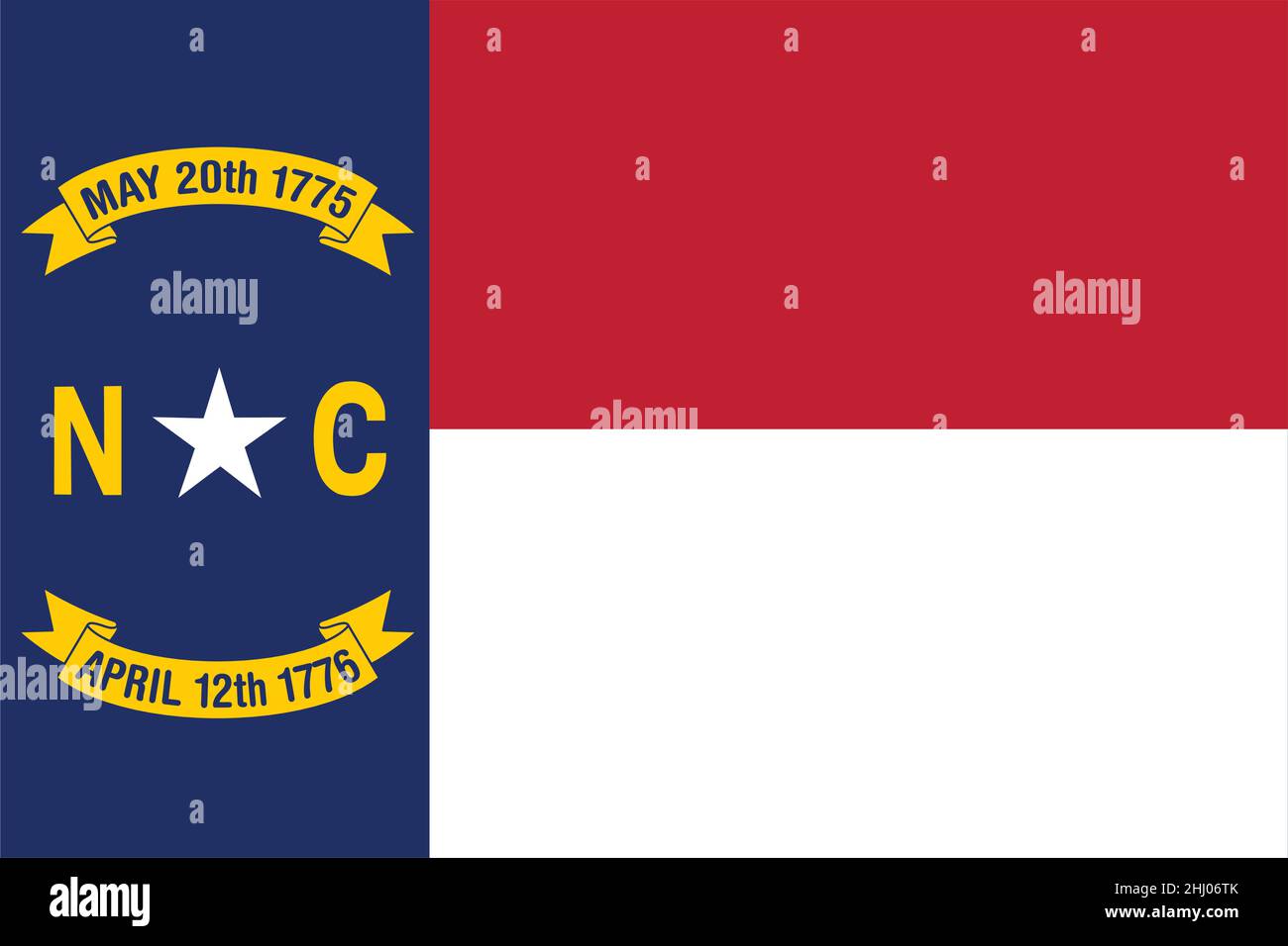 accurate correct north carolina state flag flat vector isolated on ...