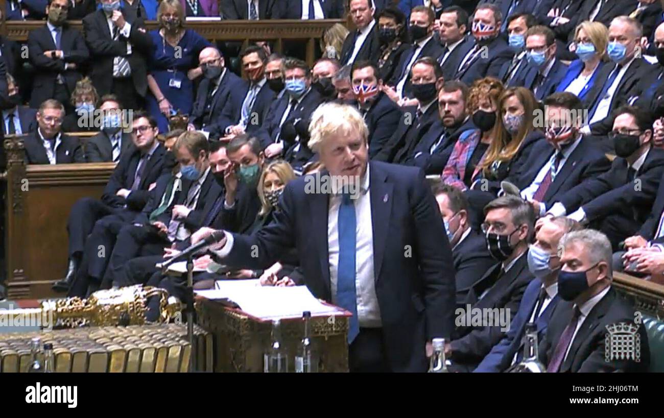 Prime Minister Boris Johnson speaks during Prime Minister's Questions ...