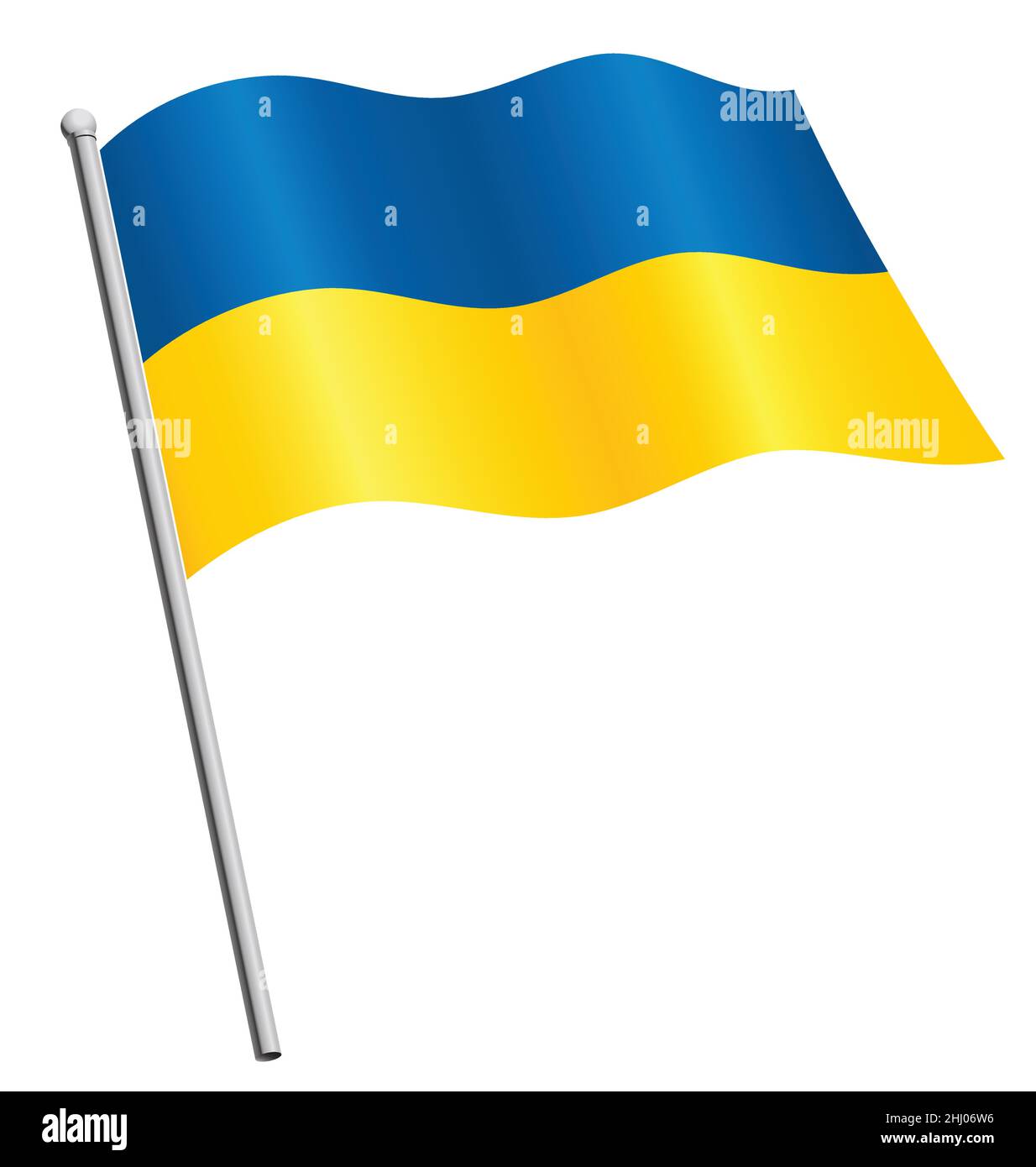 Ukrainian flag of ukraine flying waving flowing on flagpole silk vector ...