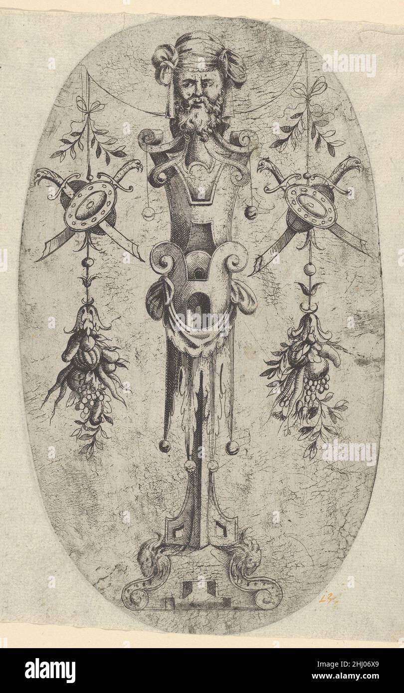 Male Terminal Figure; Head with Beard and Turban on a Three-Quarter ...