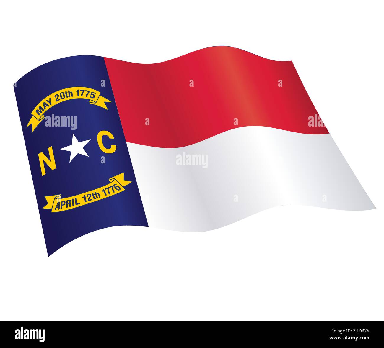 accurate correct north carolina state flag flying waving flowing silk ...