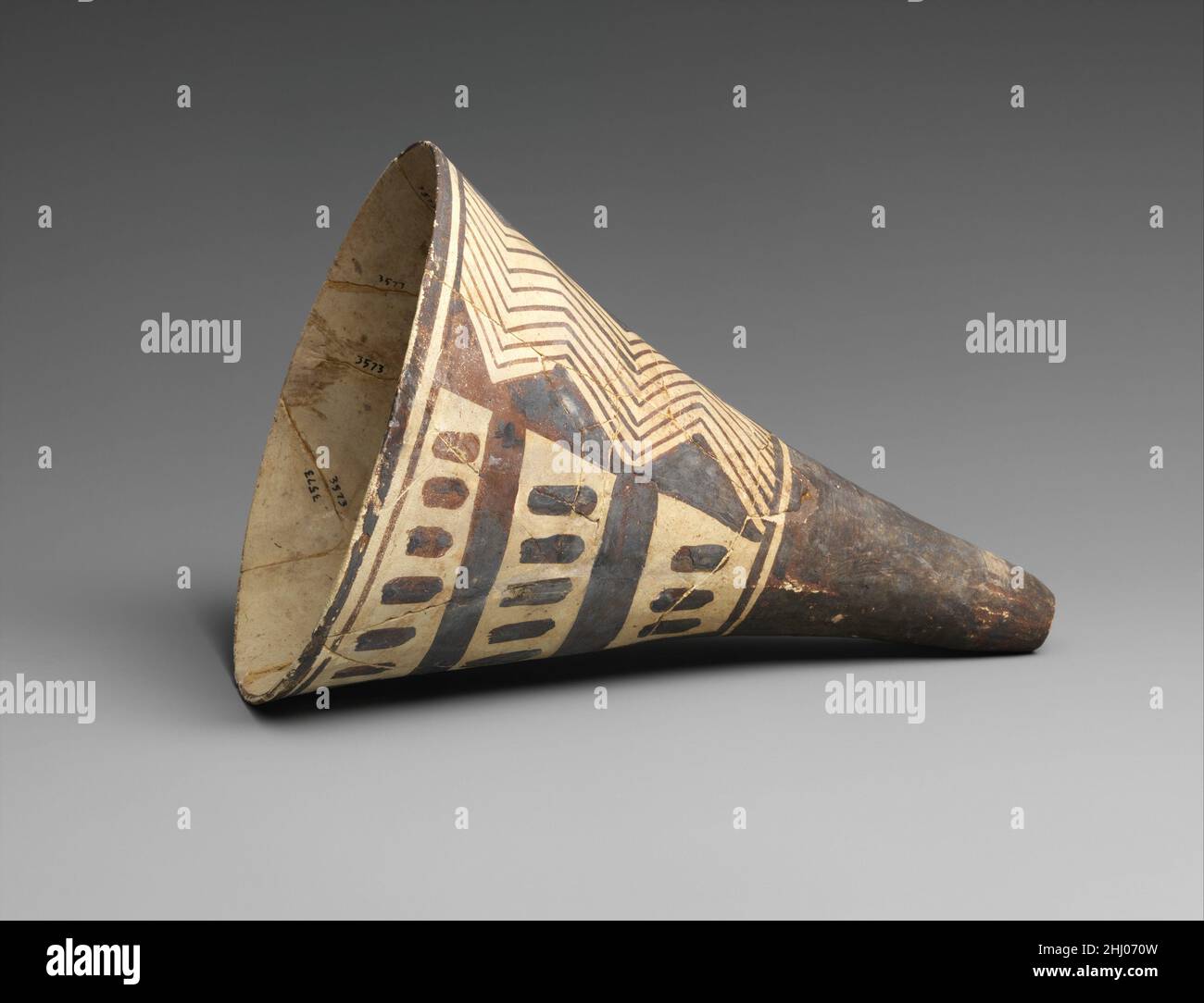 Cone-shaped vase with geometric decoration ca. 4500-4100 B.C. Iran This ...