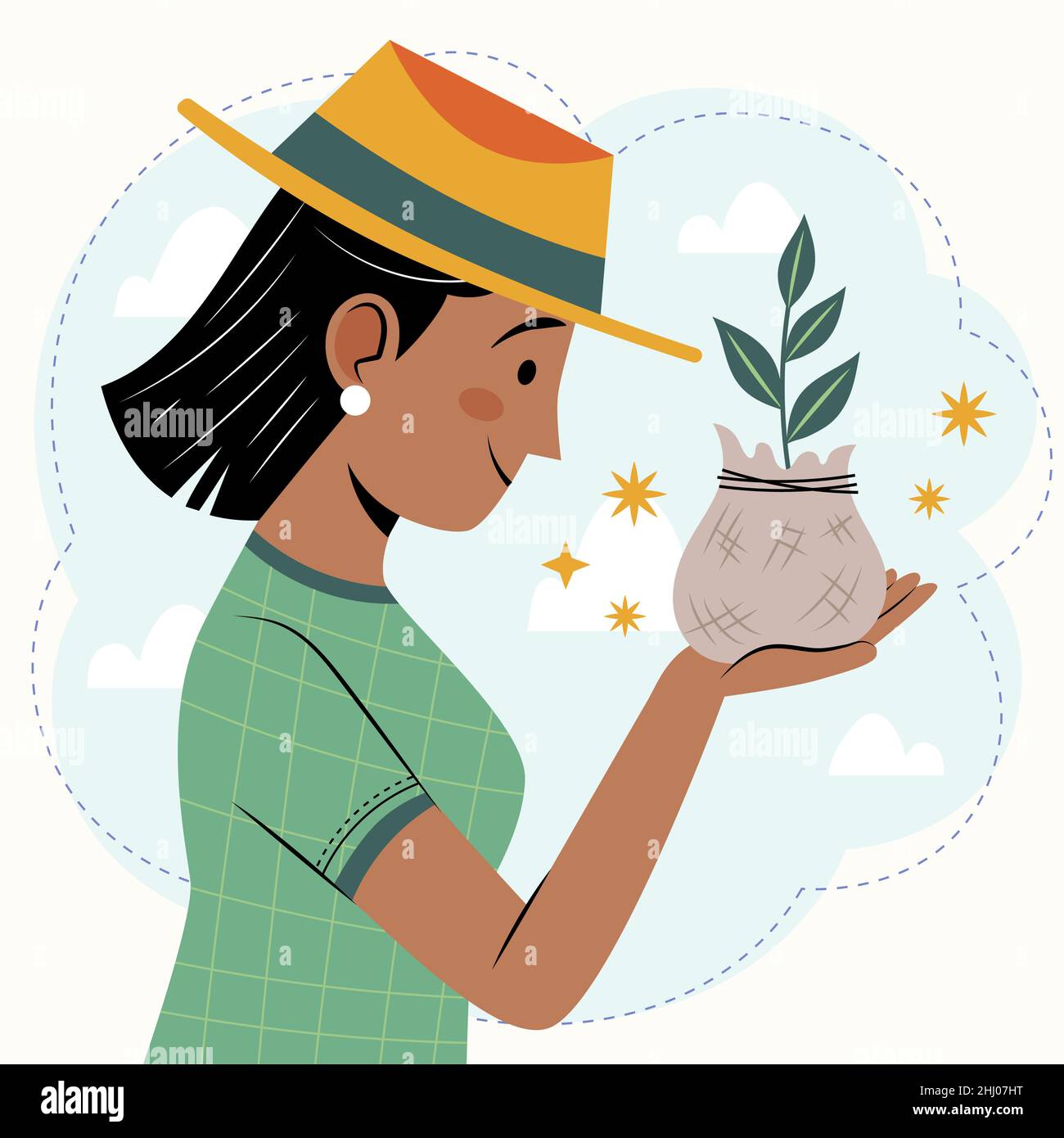 Hand drawn flat design tree planting illustration Vector illustration ...