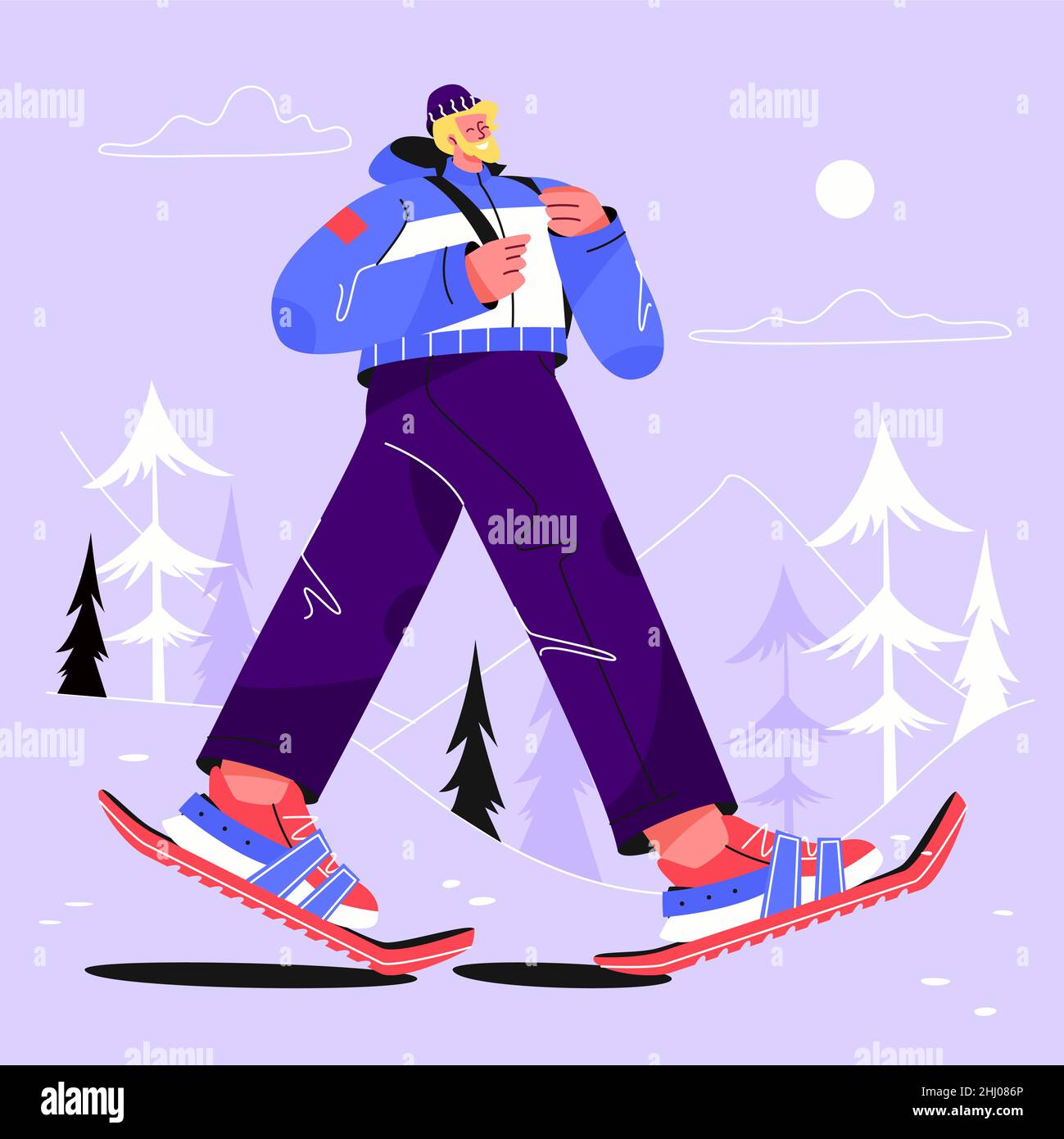 Hand drawn snowshoeing illustration Vector illustration Stock Vector ...