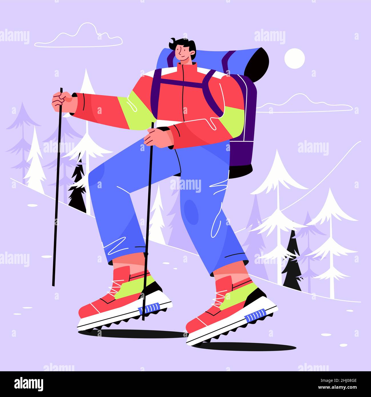 Hand drawn snowshoeing illustration Vector illustration Stock Vector ...