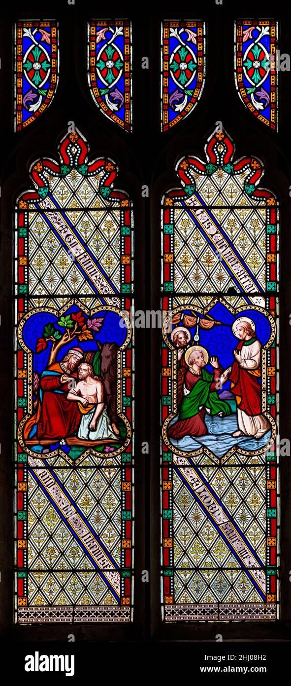 Stained glass window by William Wailes c 1861, Thrandeston church ...