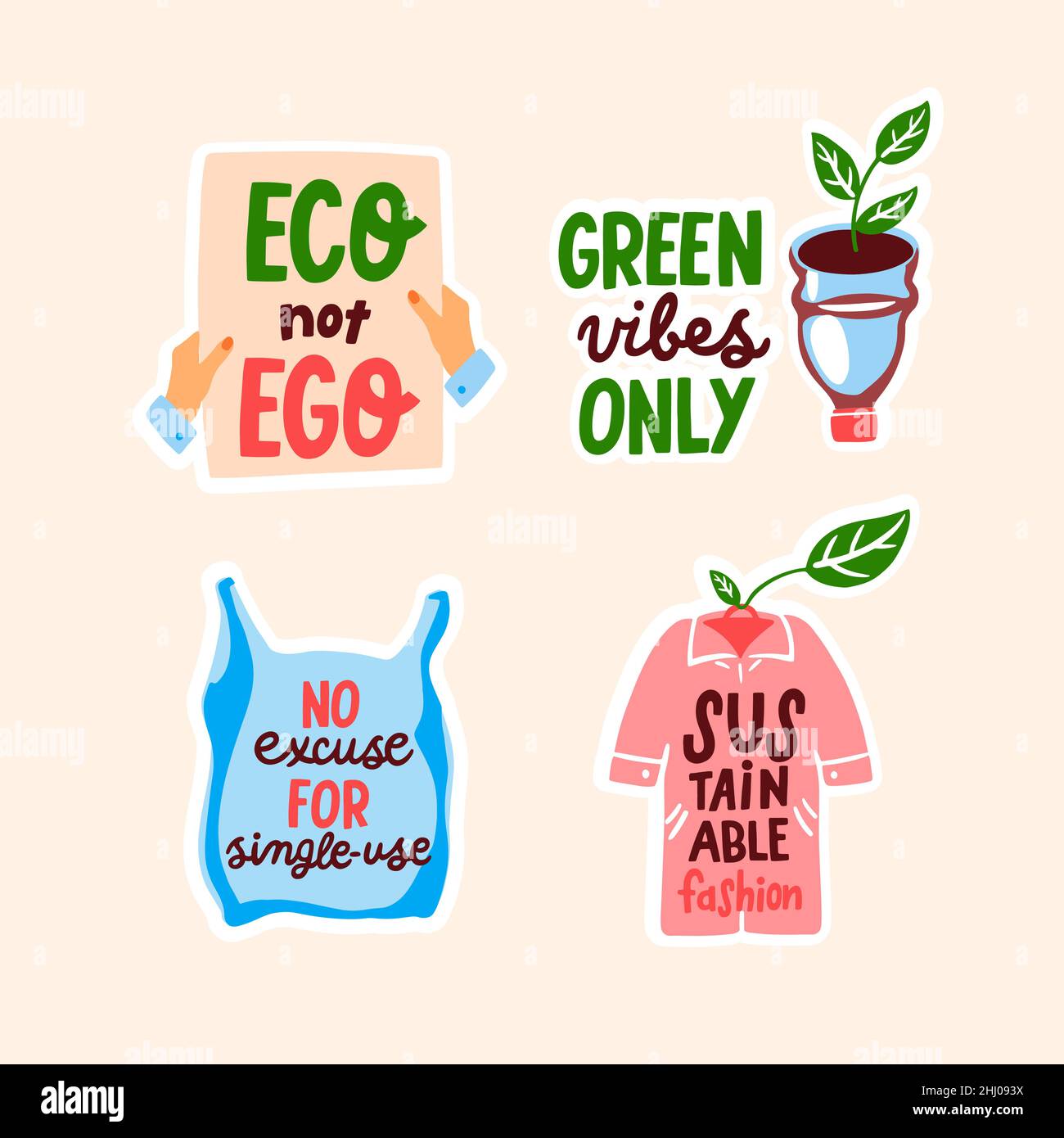 Hand drawn eco friendly labels Vector illustration Stock Vector Image ...