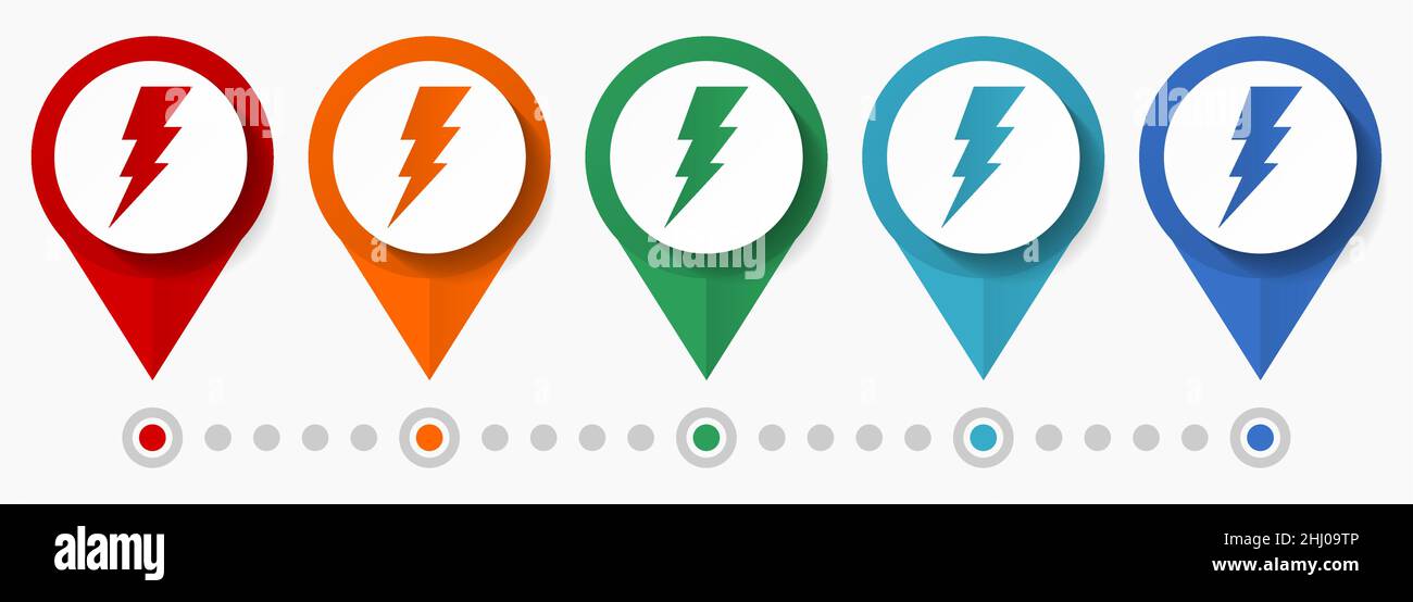 Electricity, power, energy concept vector icon set, flat design ...
