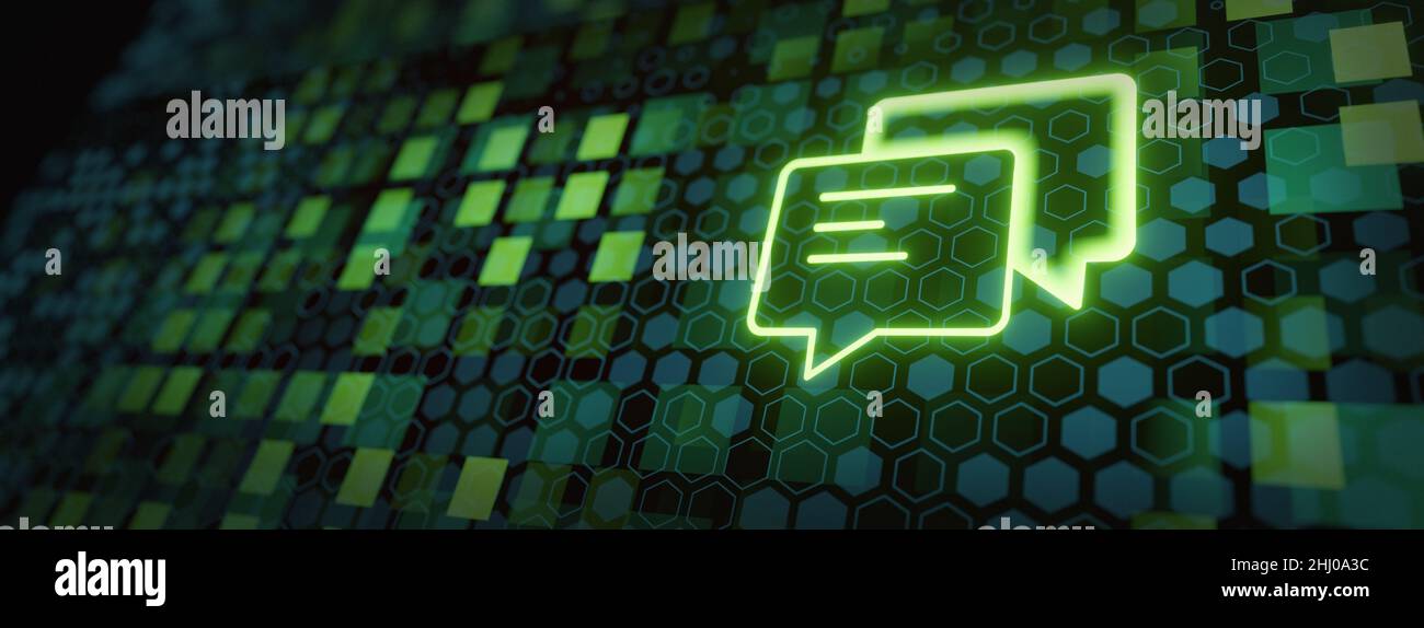 Chat bubble technology icon with electronics circuit. Blue and gradient ...