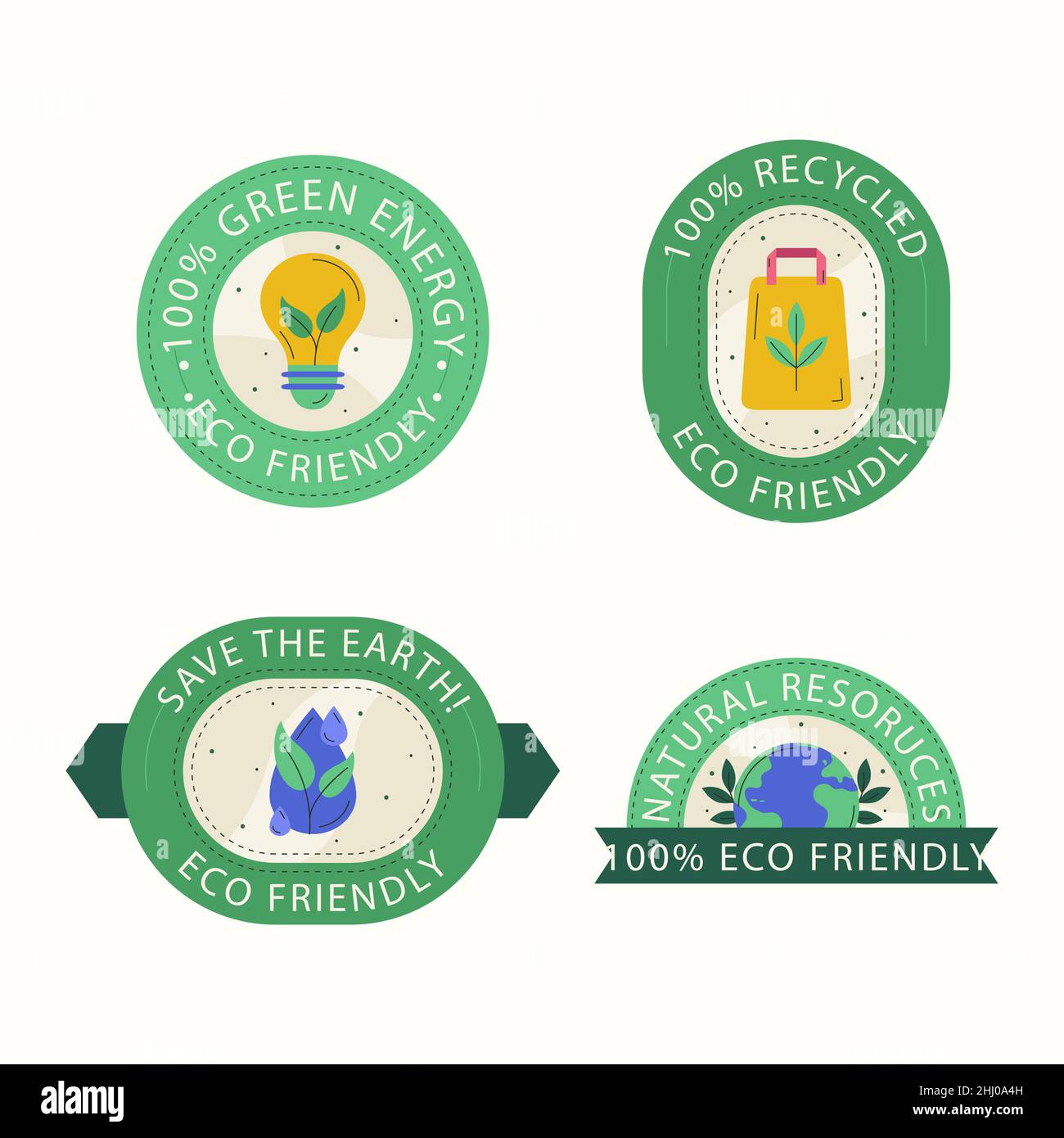 Hand drawn flat design eco friendly labels Vector illustration Stock ...