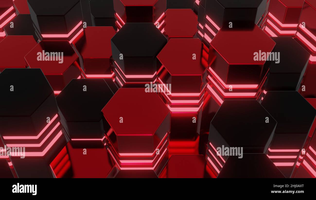 Abstract of futuristic surface hexagon pattern with light rays. Modern ...