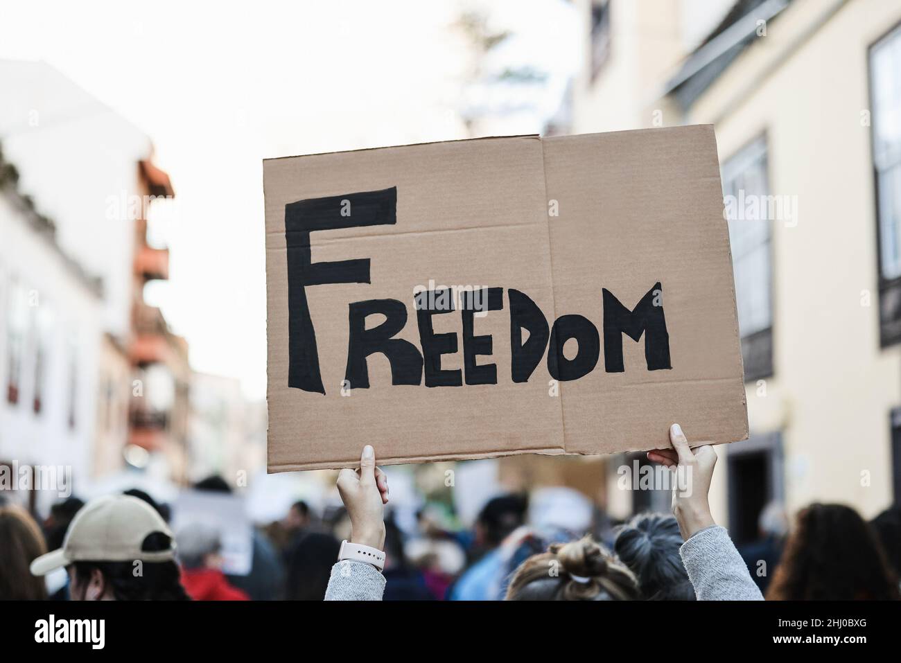 People protest on the street for freedom and equal rights - Focus on ...