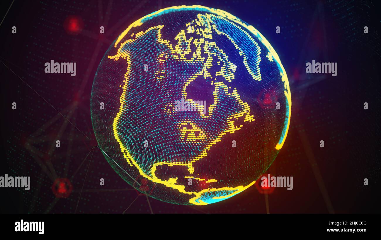 Earch globe, world map point, line, composition representing global ...