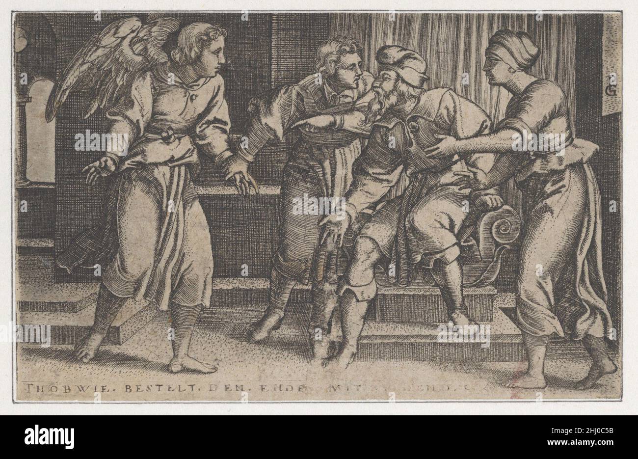 Tobias and the Archangel Raphael, from The Story of Tobias 1543 Georg ...