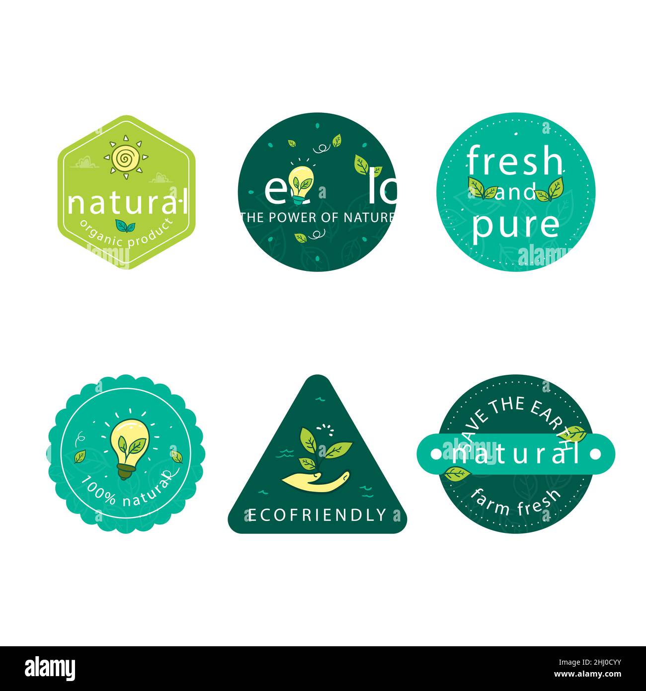 Hand drawn eco friendly labels Vector illustration Stock Vector Image ...