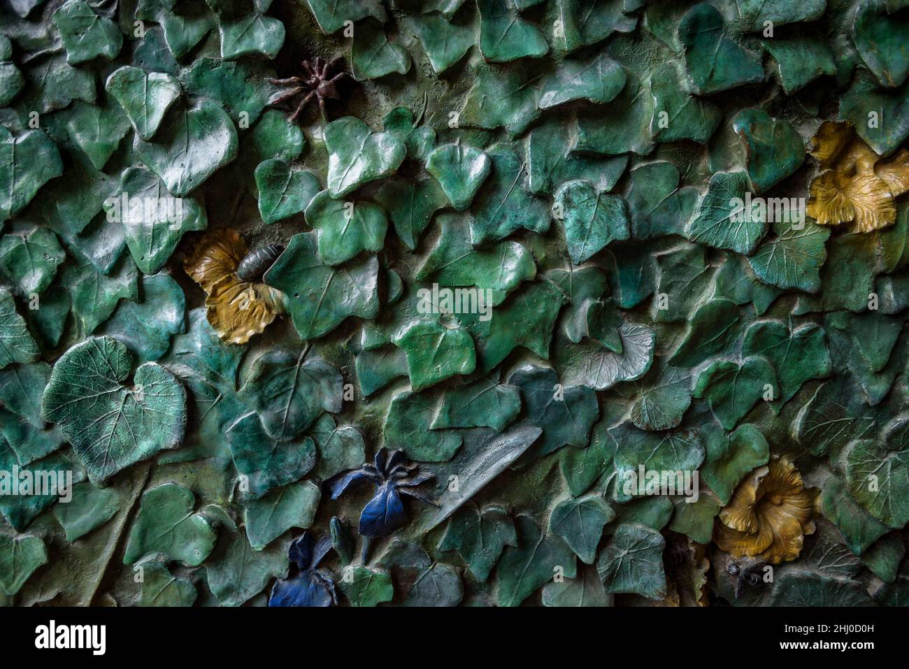 Natural details of leaves & insects made with bronze by the sculptor ...