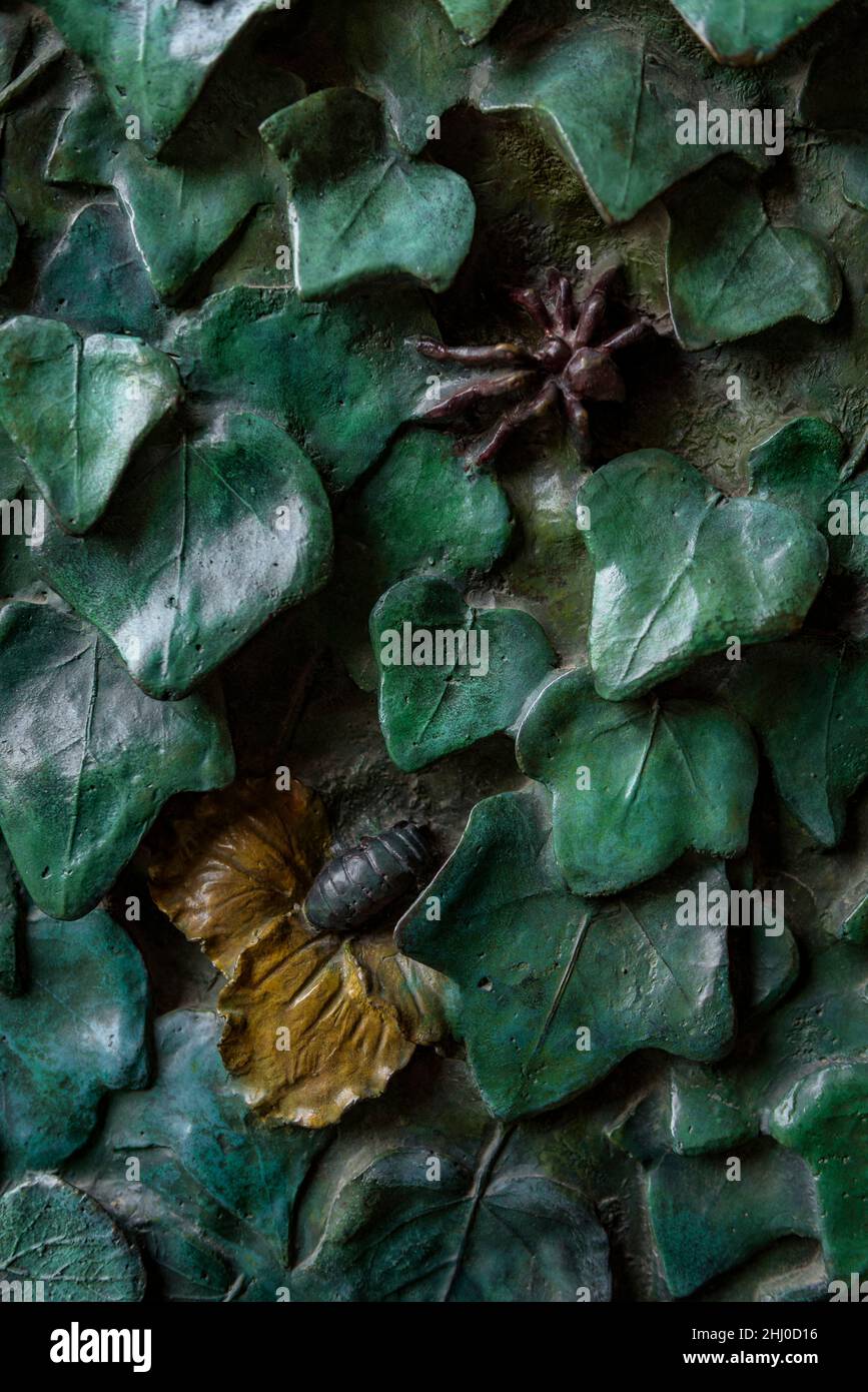 Natural details of leaves & insects made with bronze by the sculptor ...
