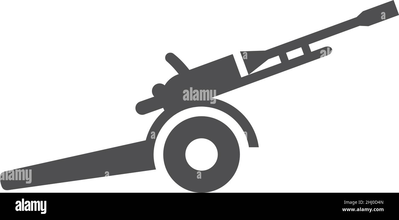 Artillery gun icon. Military long barrel weapon Stock Vector Image ...