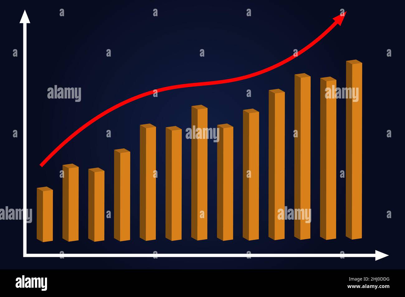Business graph with increase report. Diagram with rise and gain ...