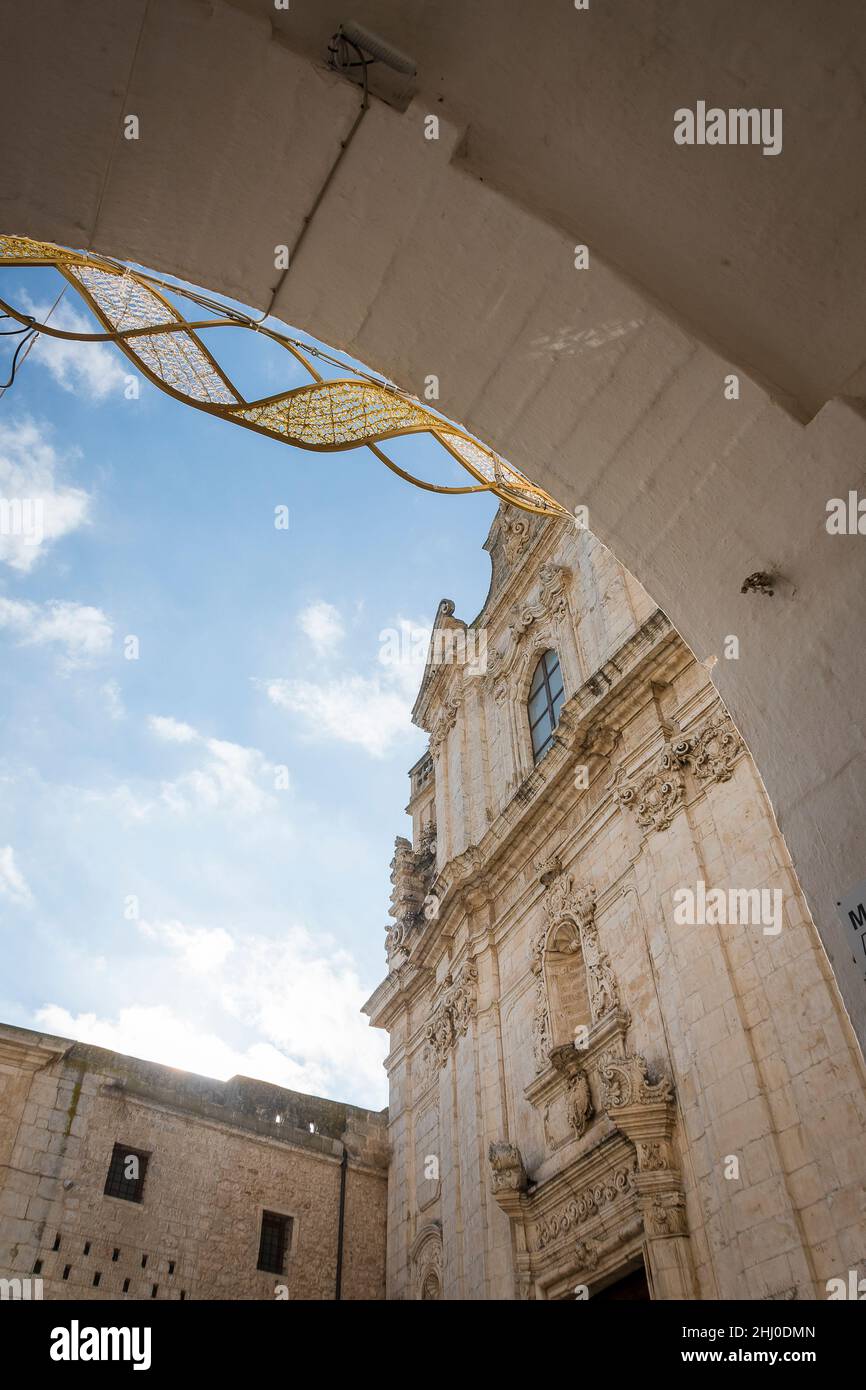 View of a church inside the old town of Ostuni, also known as "The ...